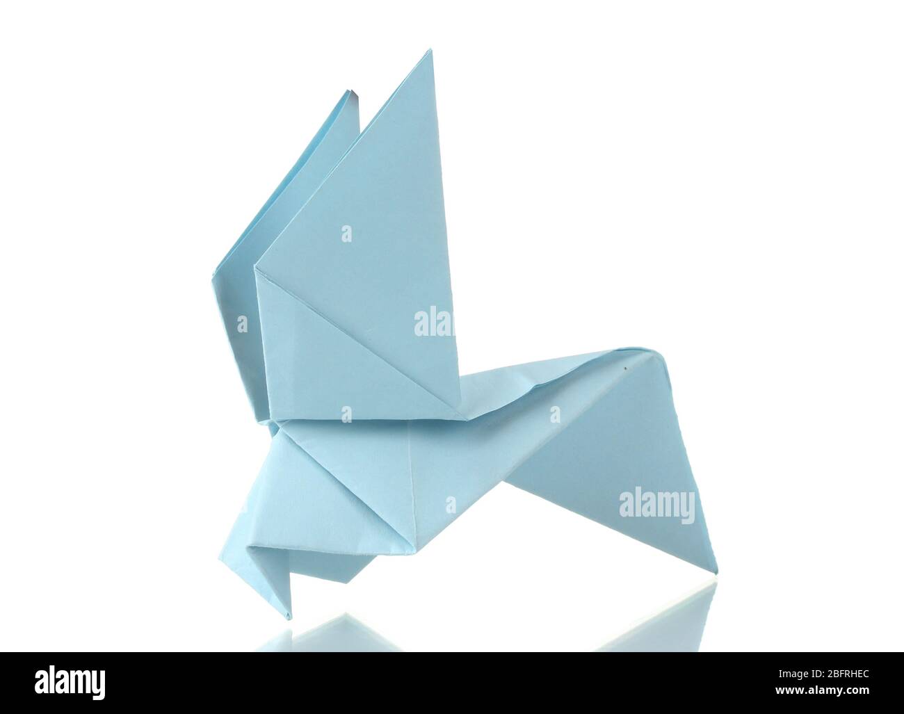 Origami pigeon out of the blue paper isolated on white Stock Photo - Alamy