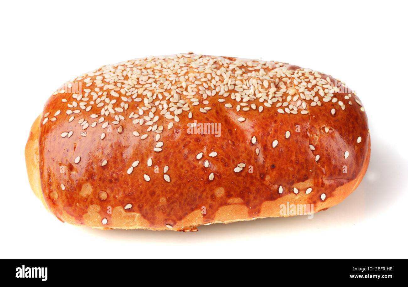 One roll bread isolated on white Stock Photo - Alamy