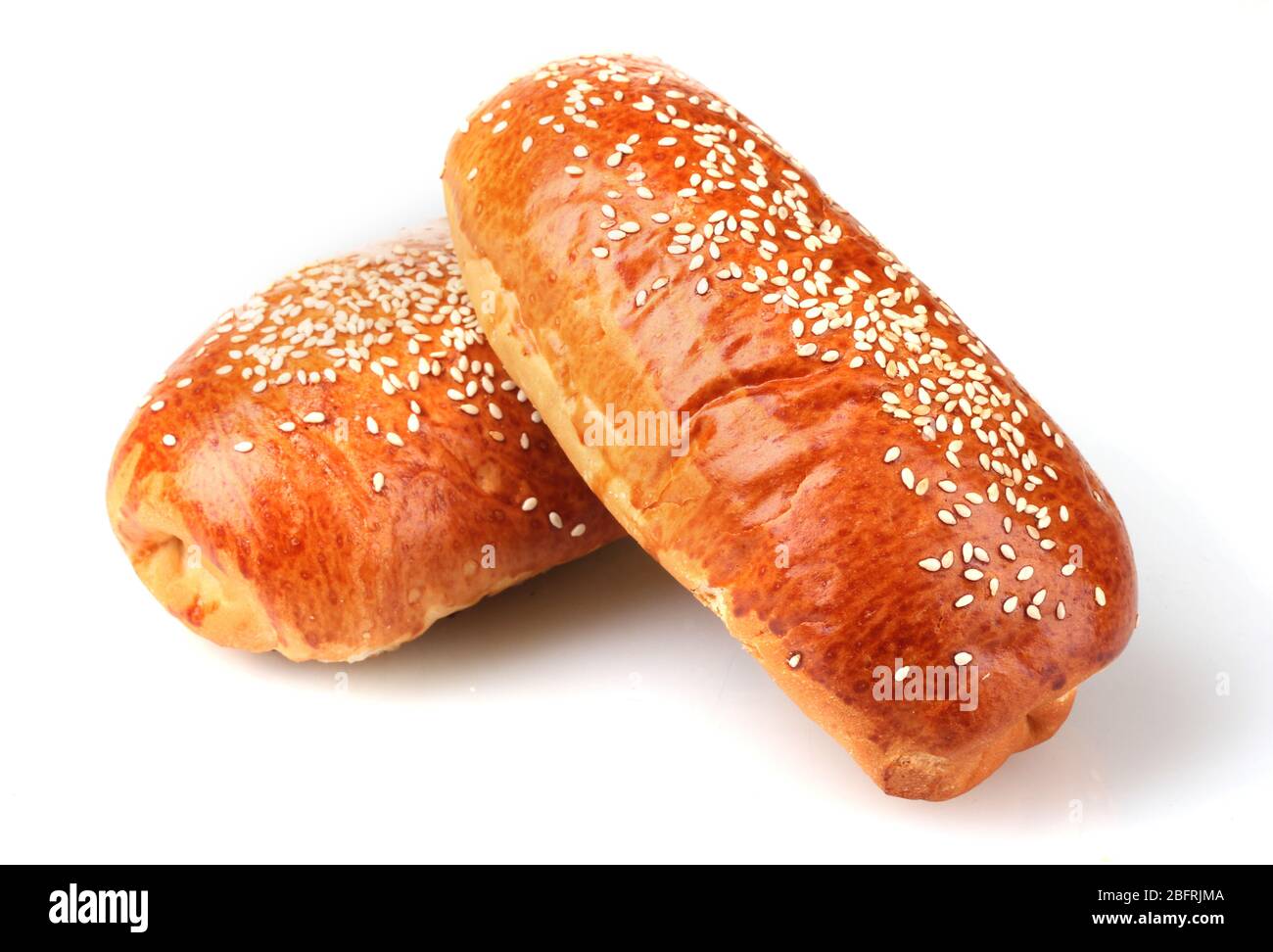 Two roll bread isolated on white Stock Photo - Alamy