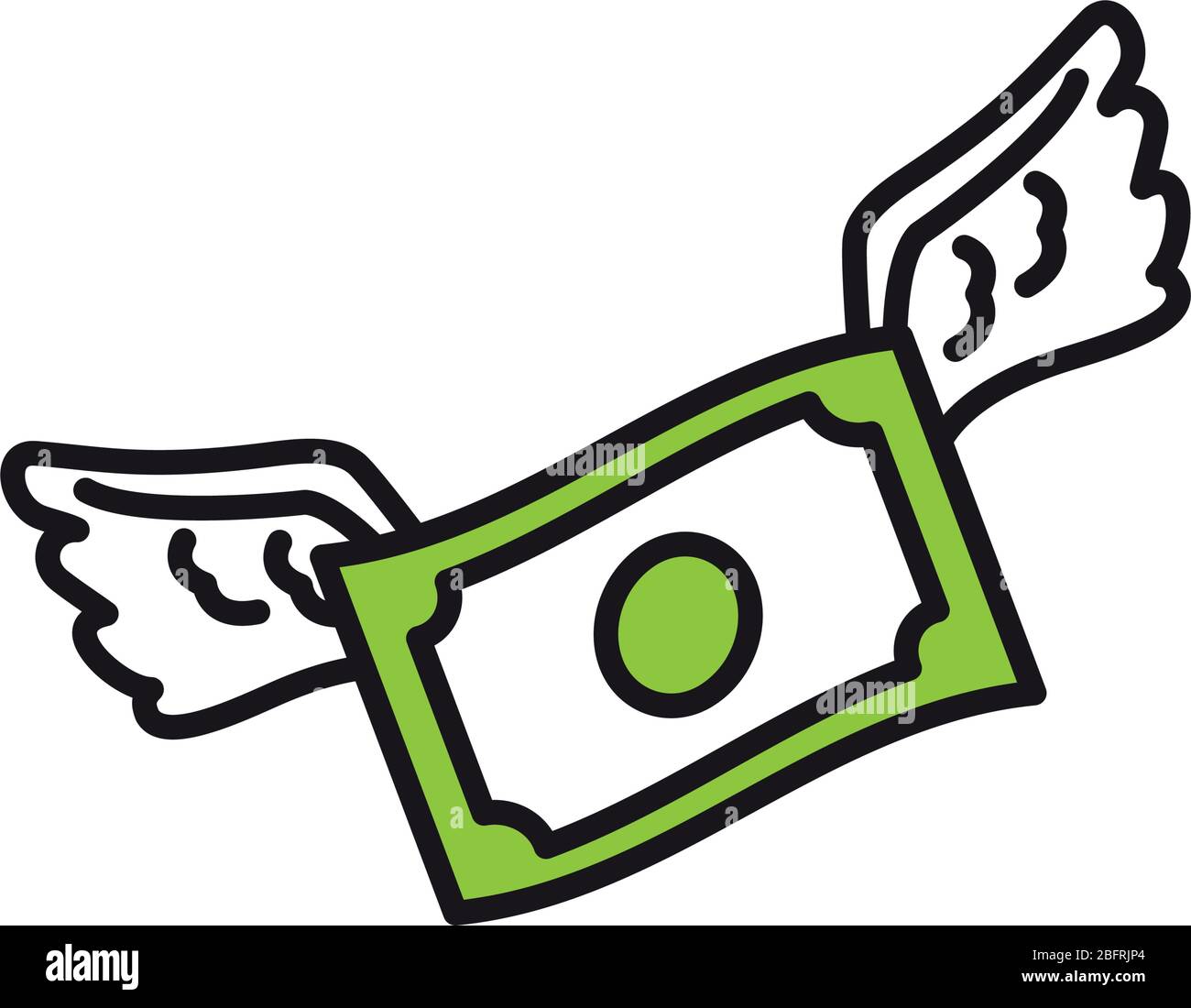 money bill with wings icon over white background, half line half color ...