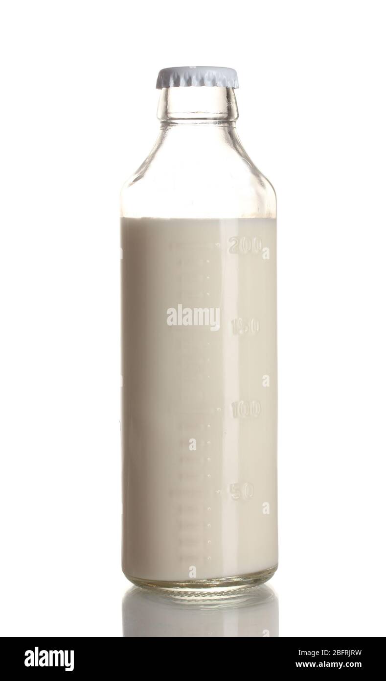Bottle of milk isolated on white Stock Photo - Alamy