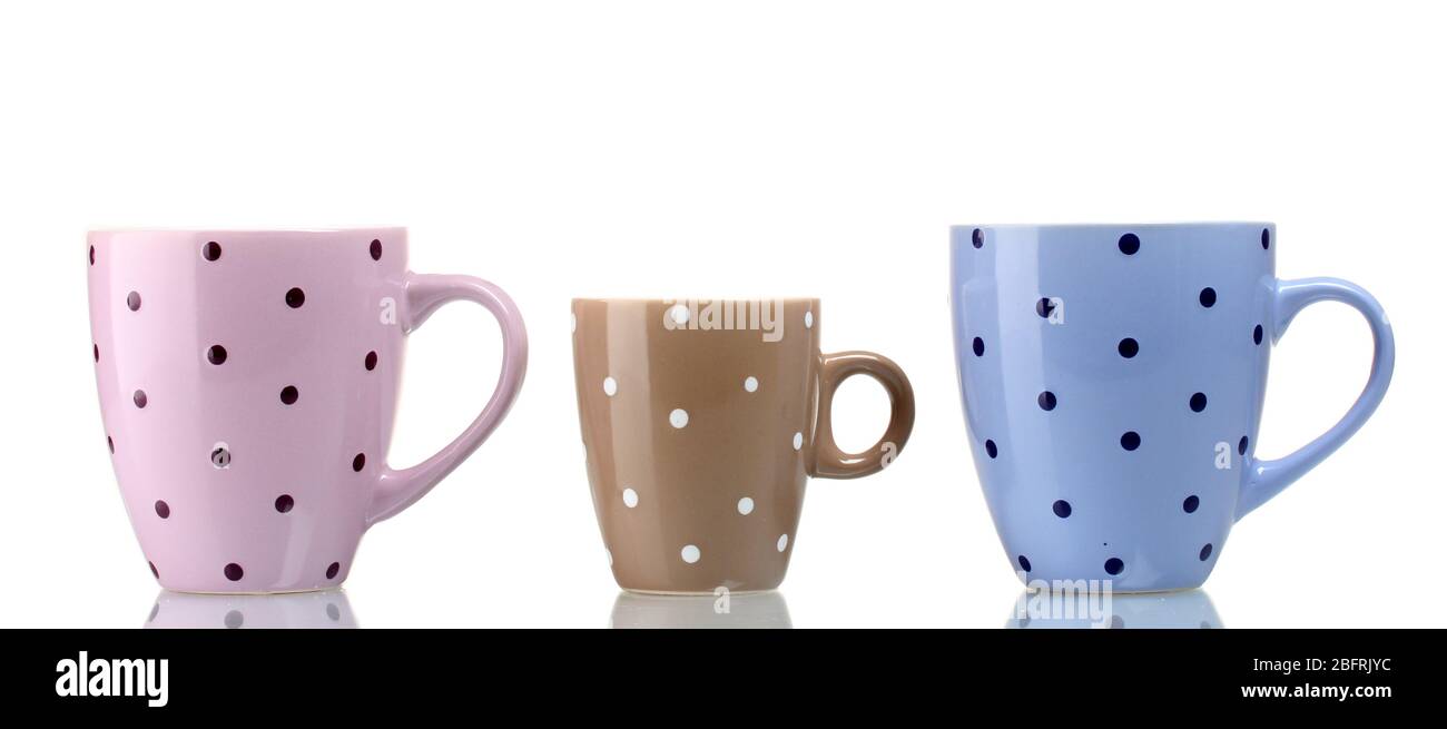 Color cups isolated on white Stock Photo - Alamy