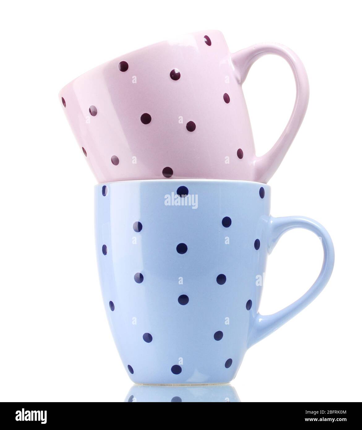 Two color cups isolated on white Stock Photo - Alamy