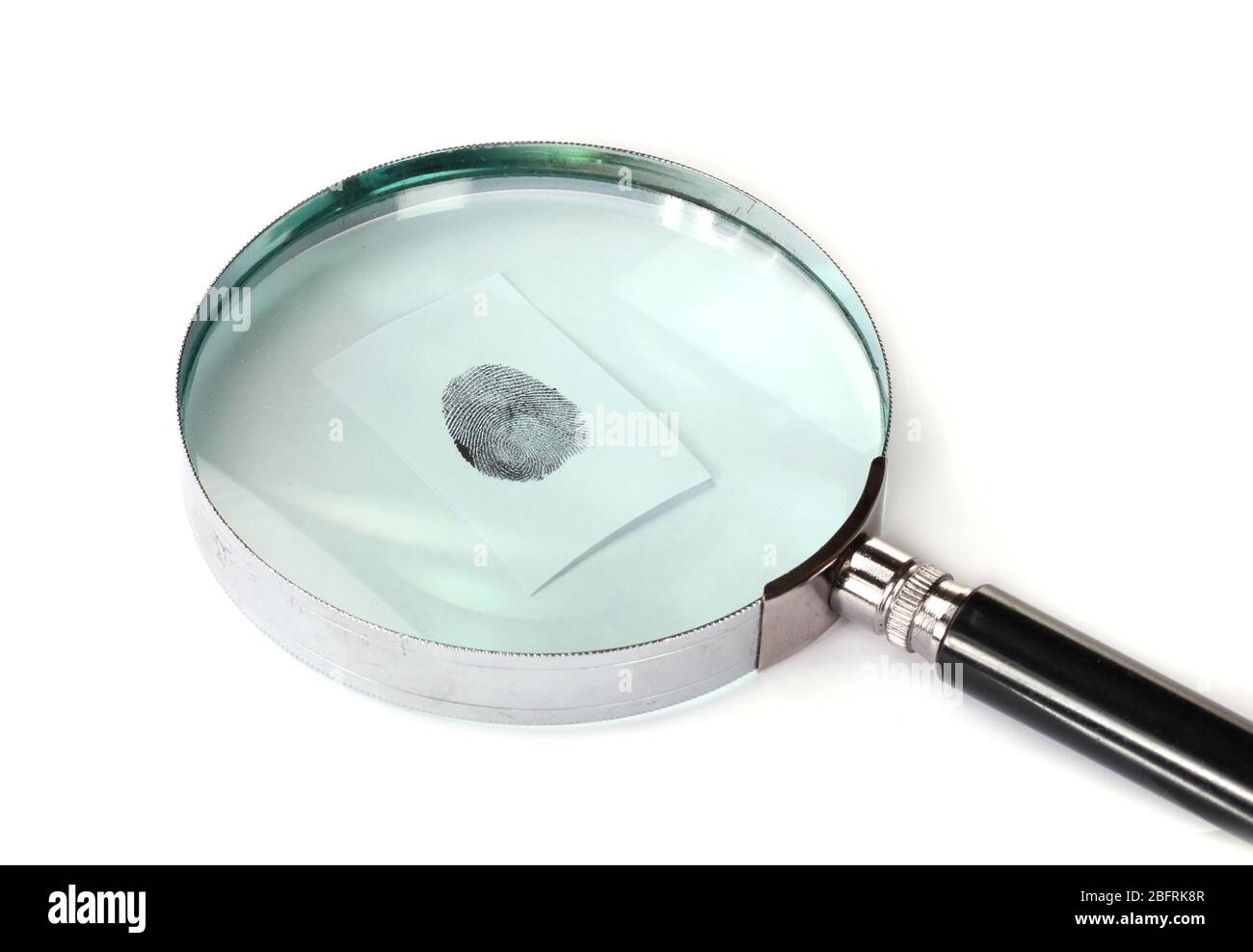 Magnifying glass and fingerprint isolated on white Stock Photo - Alamy