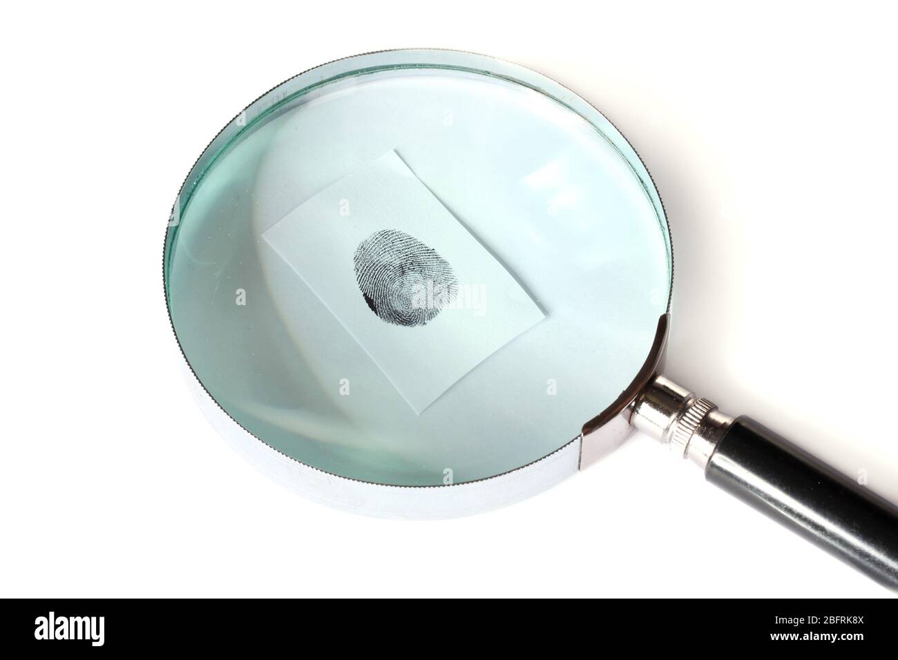 Magnifying glass and fingerprint isolated on white Stock Photo - Alamy