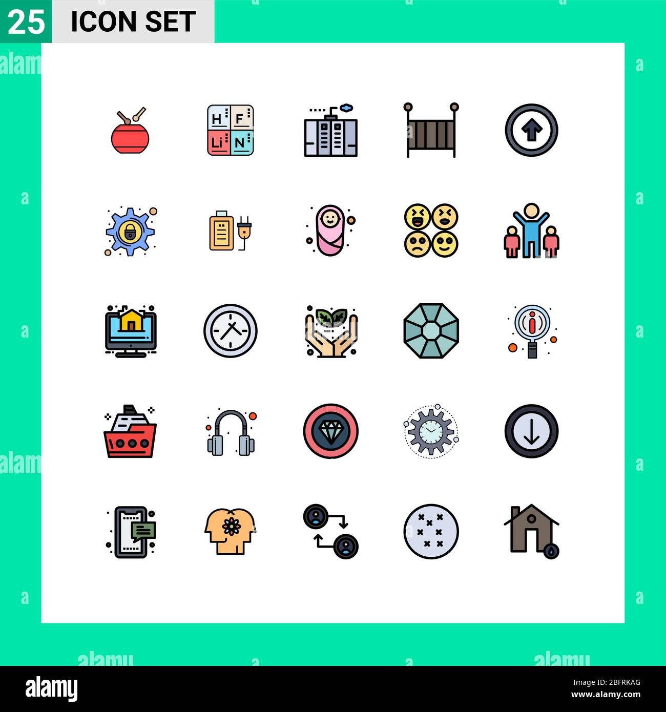 25 User Interface Filled line Flat Color Pack of modern Signs and ...