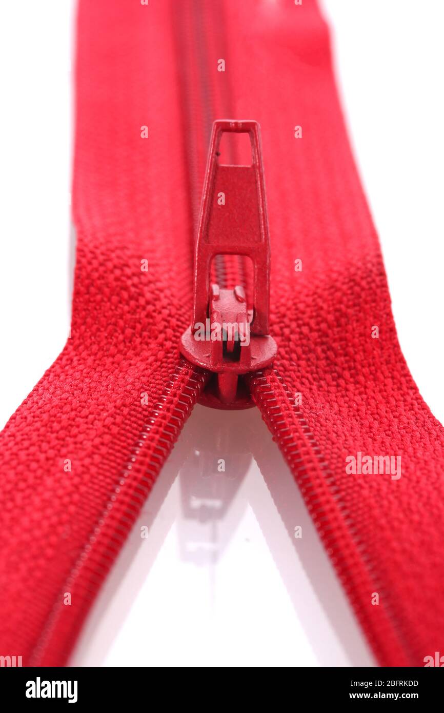 Red zipper closeup Stock Photo - Alamy