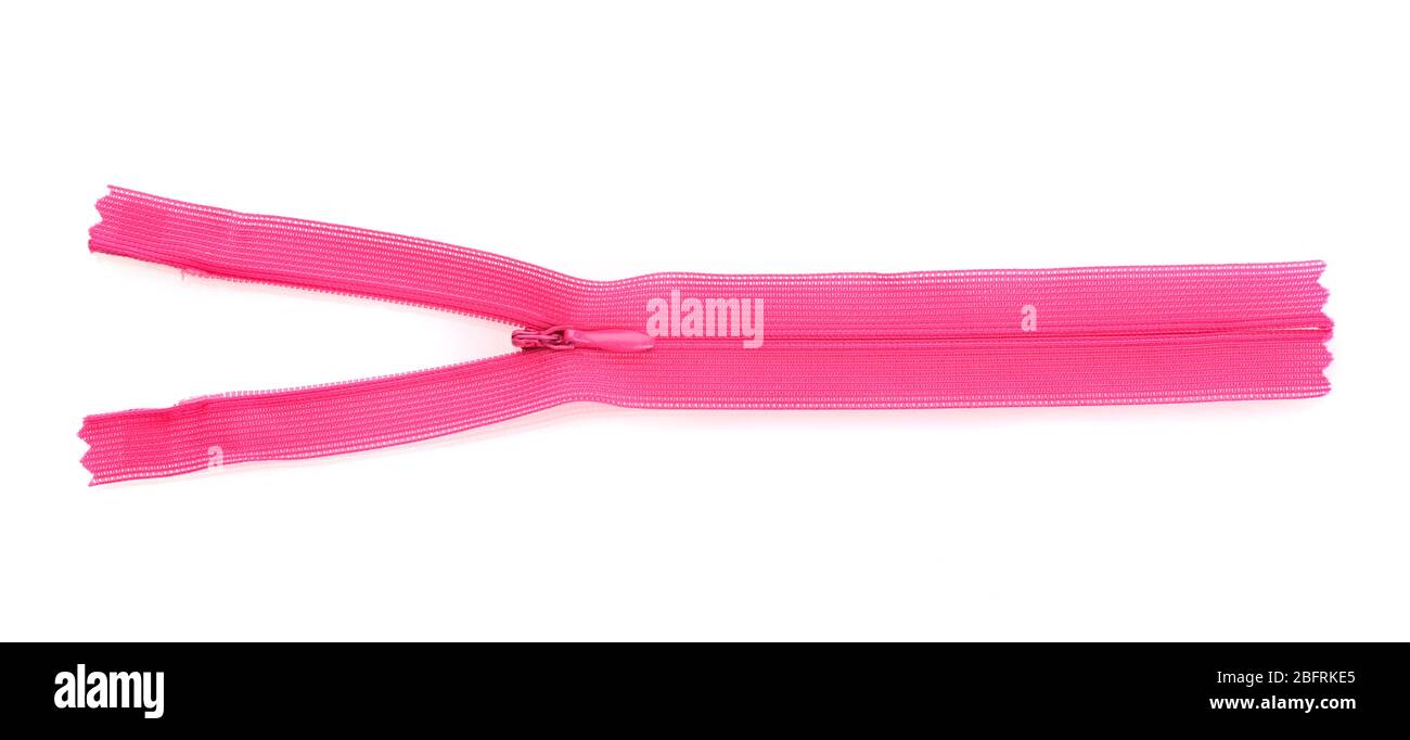 Pink zipper isolated on white Stock Photo - Alamy