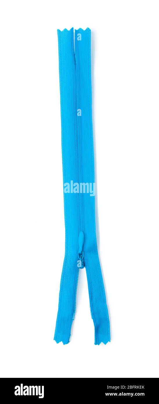 Blue zipper isolated on white Stock Photo - Alamy