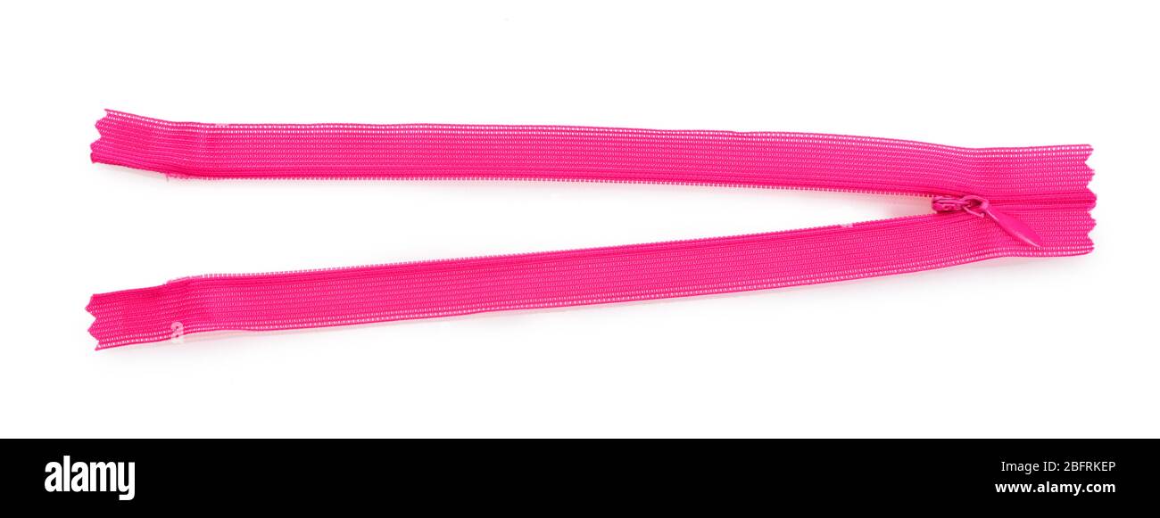 Pink zipper isolated on white Stock Photo - Alamy