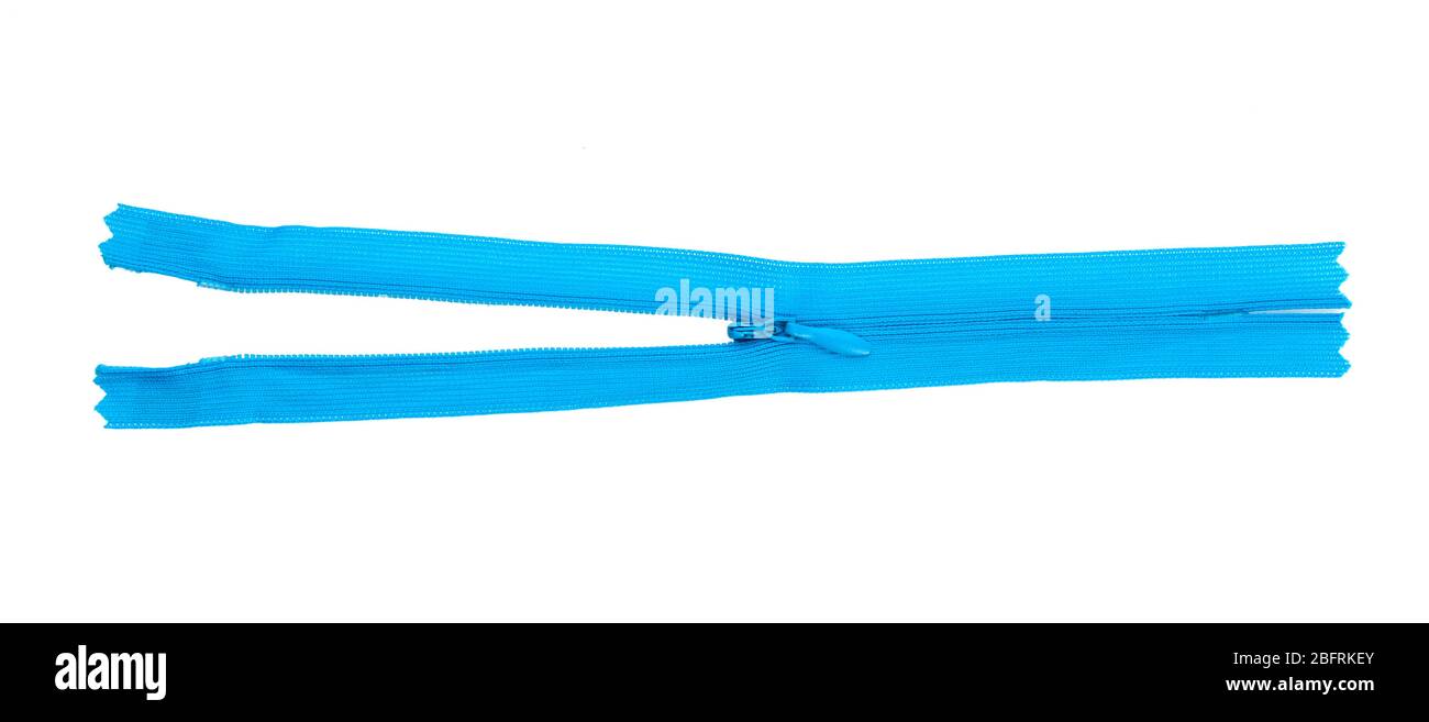 Blue zipper isolated on white Stock Photo - Alamy