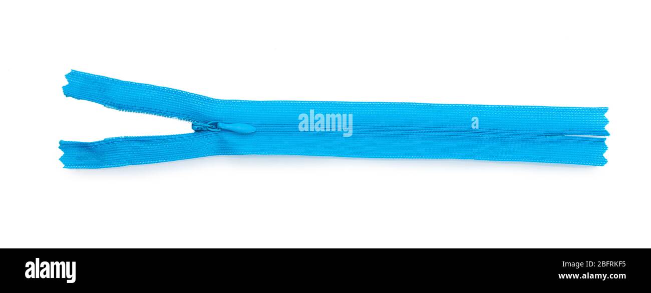Blue zipper isolated on white Stock Photo - Alamy