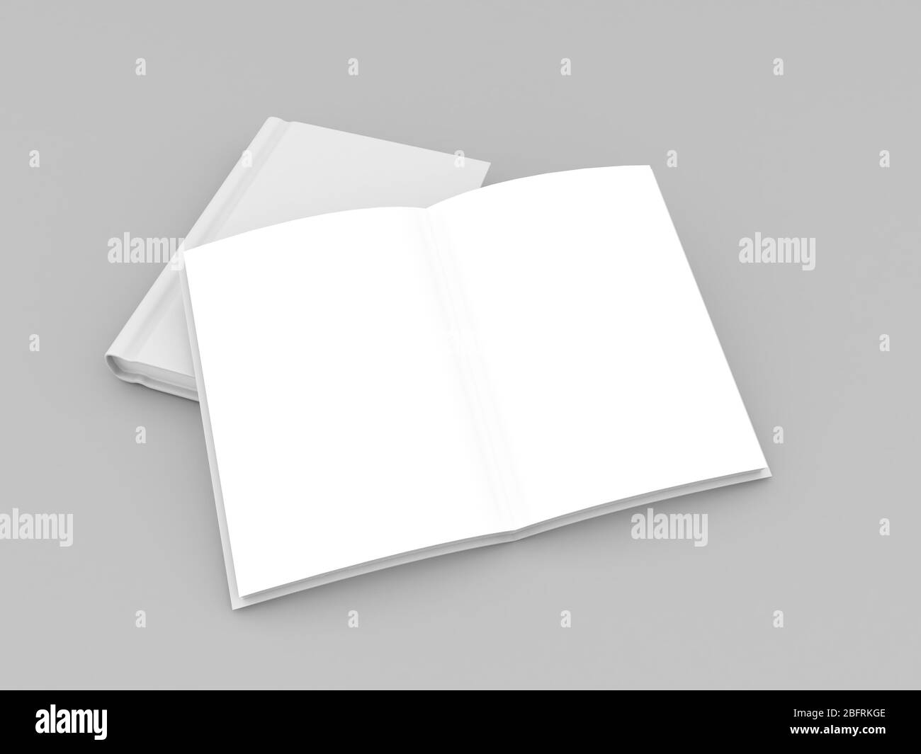 Mock up blank open book on gray background. 3d render illustration ...