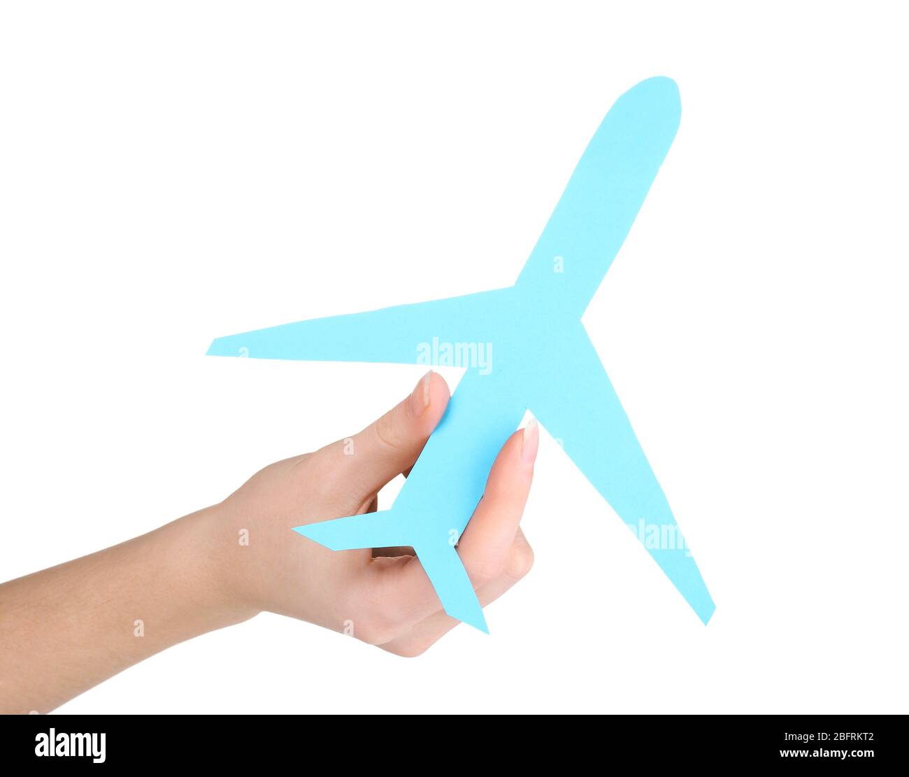 Paper airplane in hand isolated on white Stock Photo - Alamy