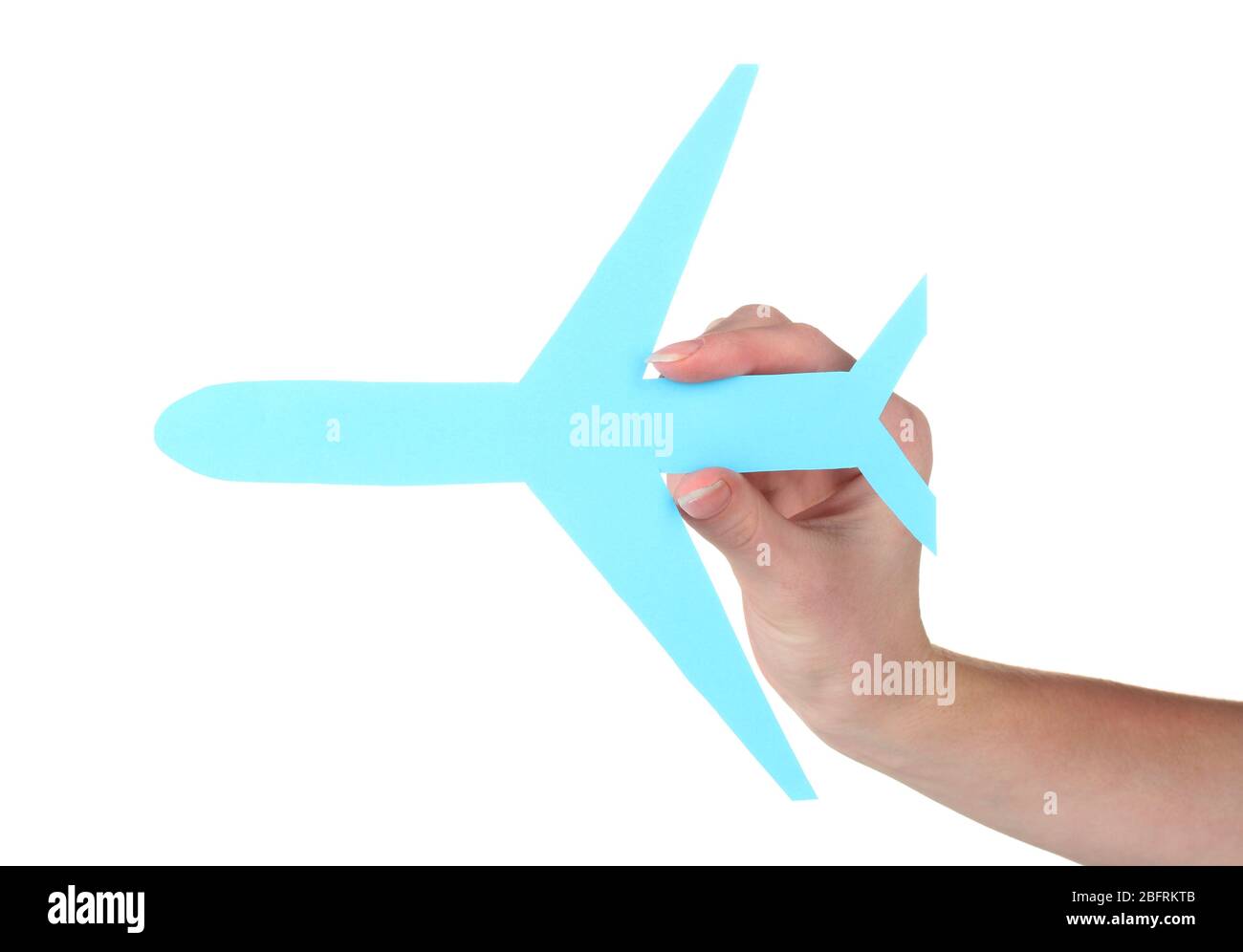 Paper airplane in hand isolated on white Stock Photo - Alamy