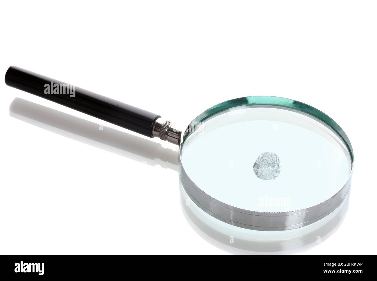 Magnifying glass and fingerprint isolated on white Stock Photo - Alamy