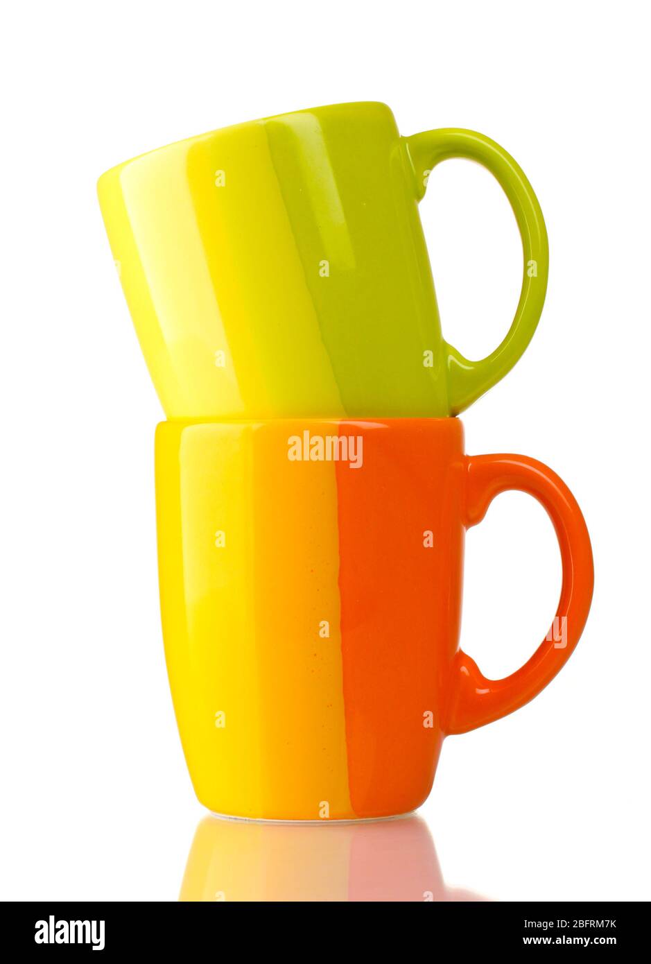 Two color cups isolated on white Stock Photo - Alamy