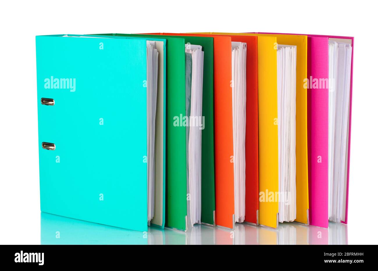 Office folders isolated on white Stock Photo - Alamy