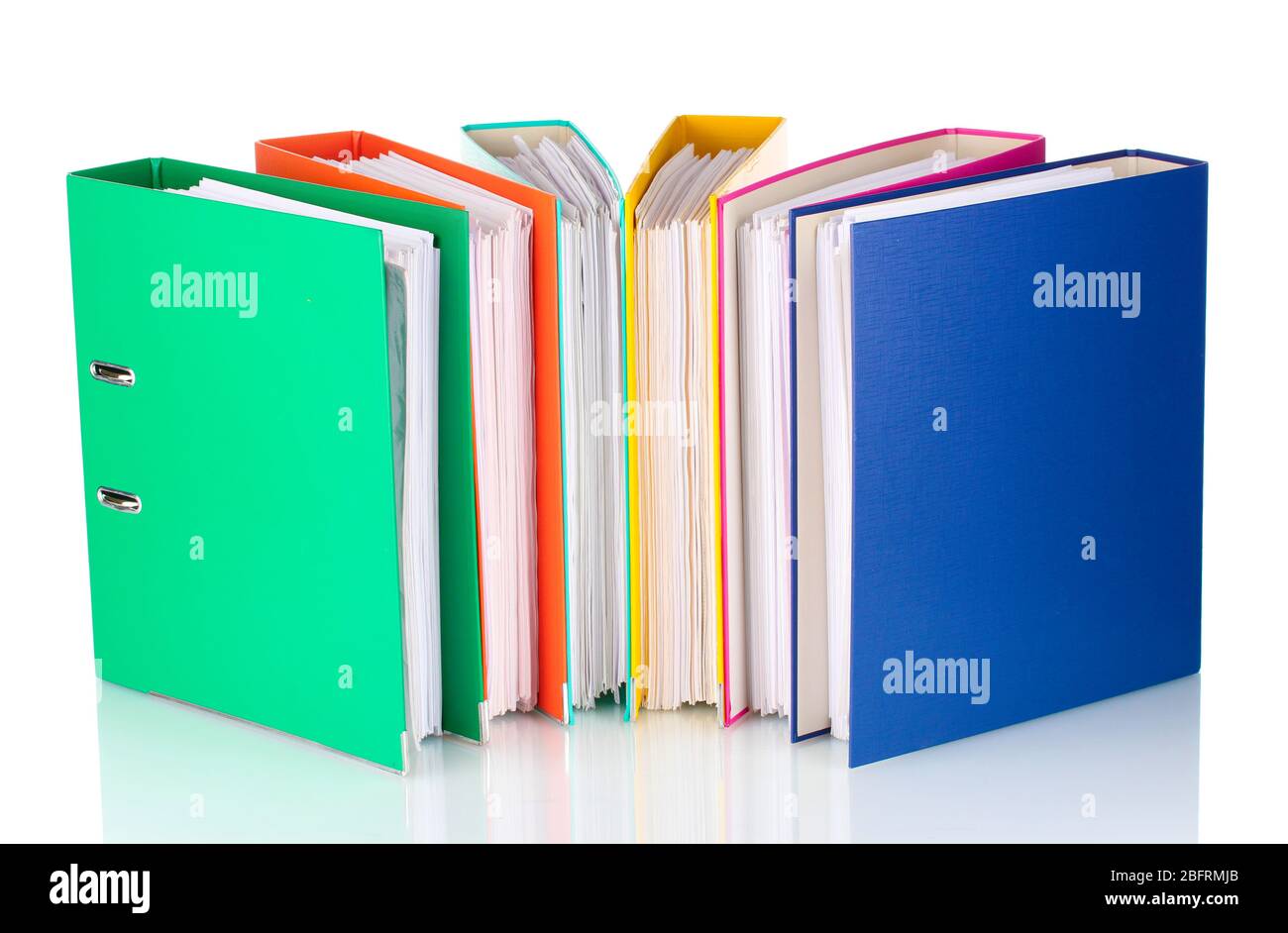 Office folders isolated on white Stock Photo - Alamy