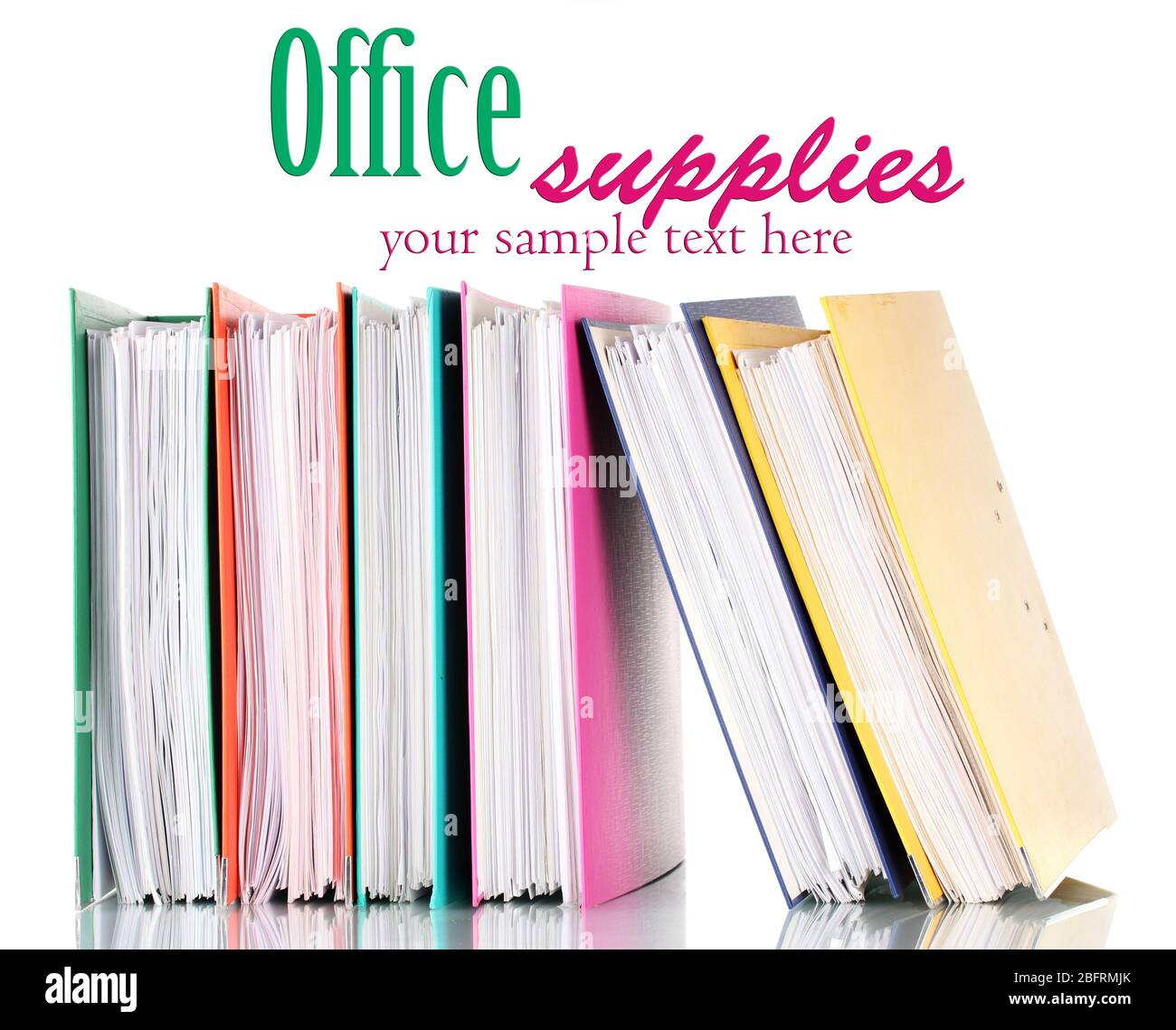Office folders isolated on white Stock Photo - Alamy