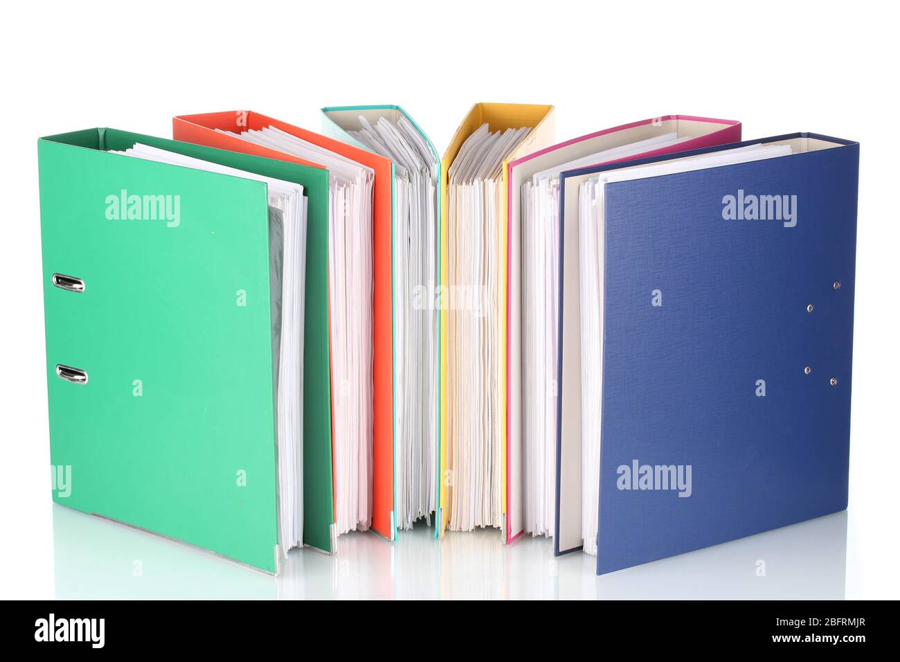 Office folders isolated on white Stock Photo - Alamy