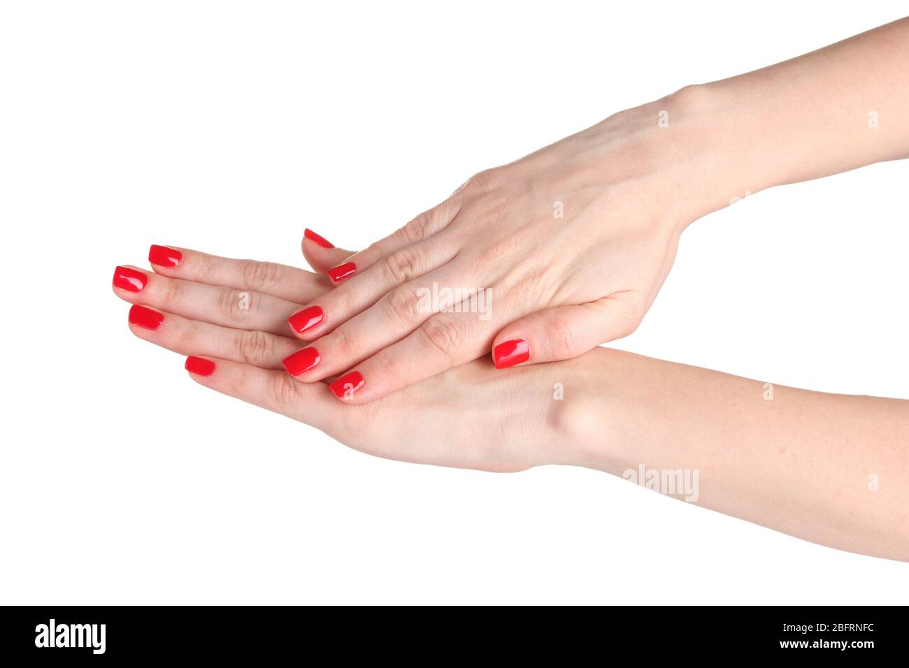 Female hands with manicure isolated on white Stock Photo - Alamy