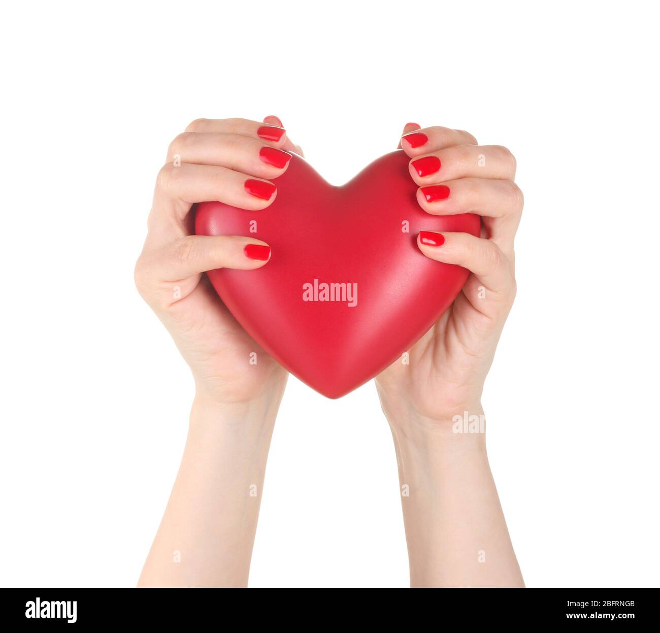 Red heart in woman's hands isolated on white Stock Photo - Alamy