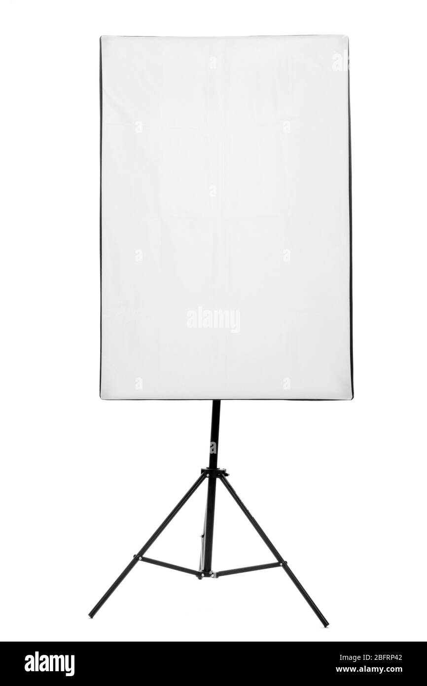 Studio flash with soft-box on white background Stock Photo - Alamy