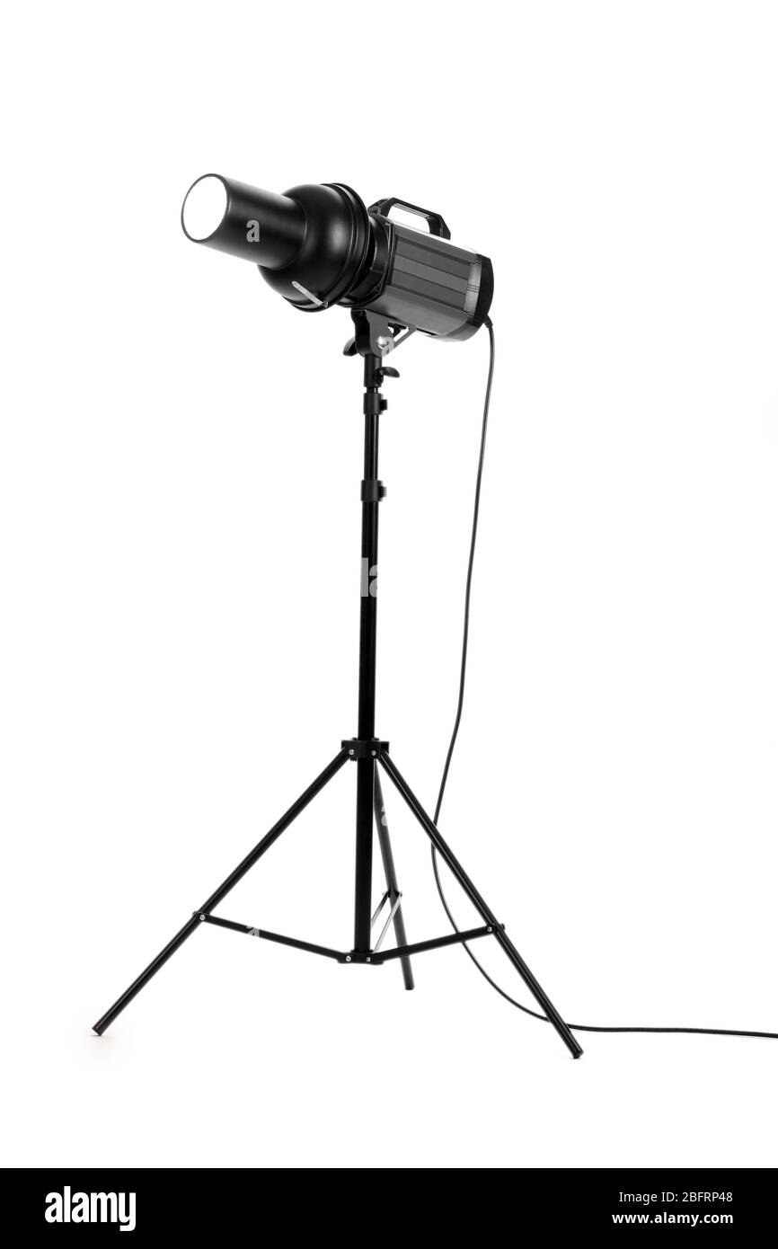 Professional studio flash isolated on white Stock Photo - Alamy