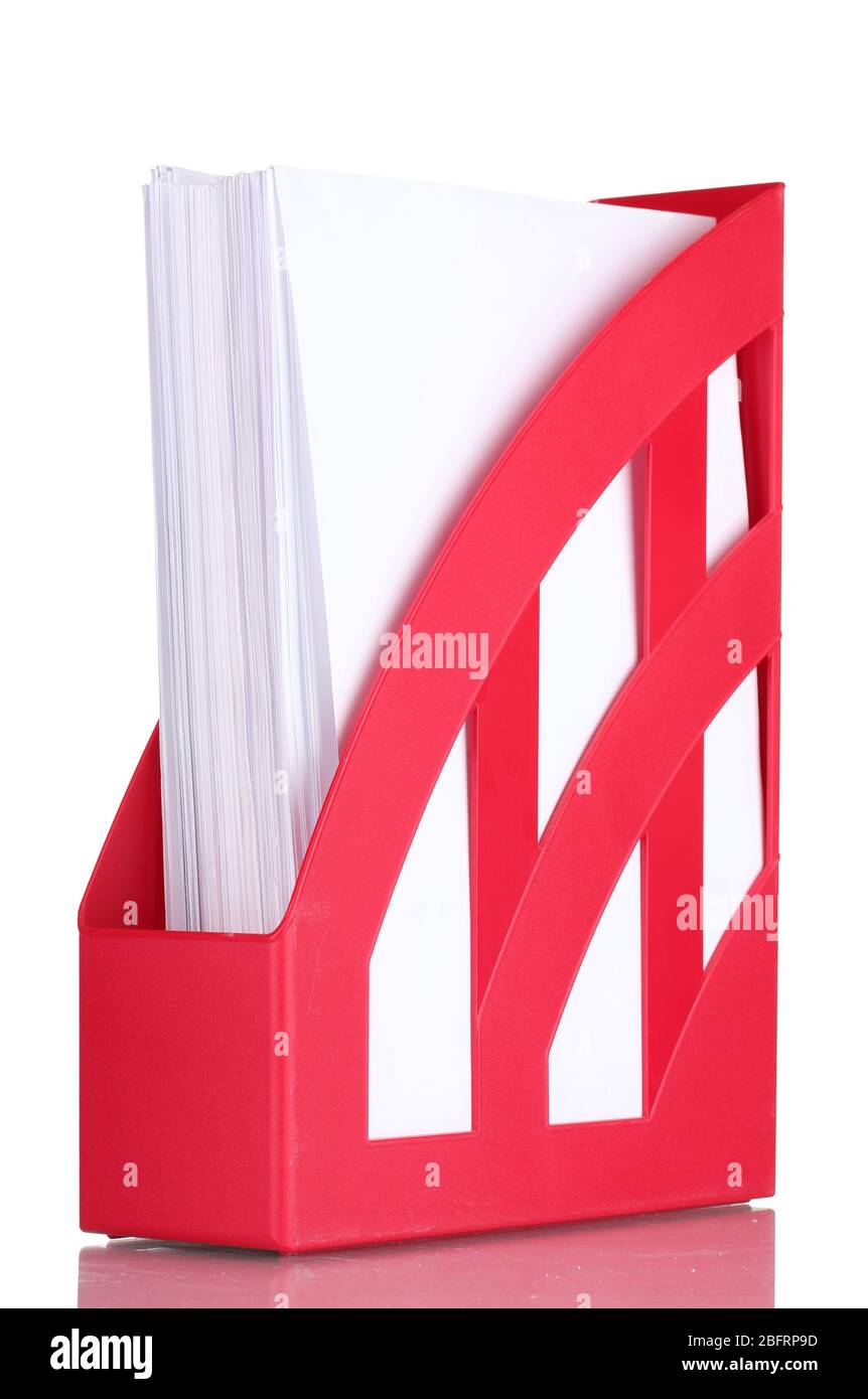 red tray for papers isolated on white Stock Photo - Alamy