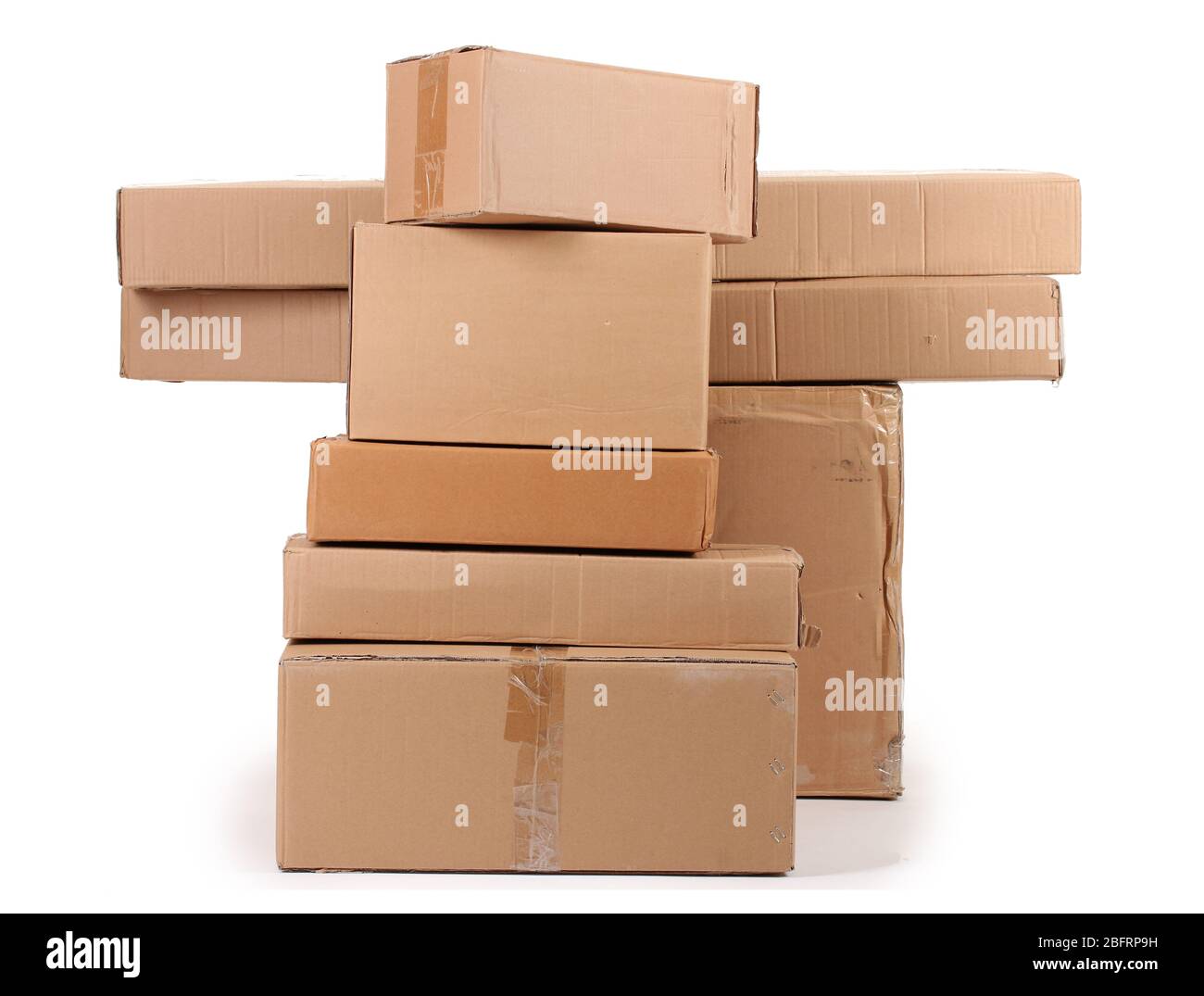 Brown cardboard boxes isolated on white Stock Photo - Alamy