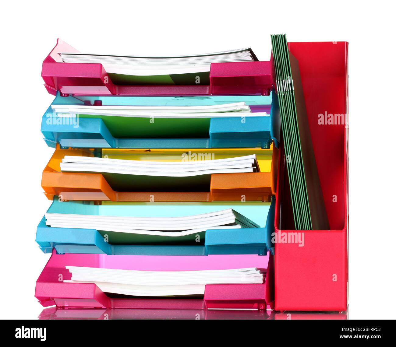 bright trays for papers isolated on white Stock Photo - Alamy