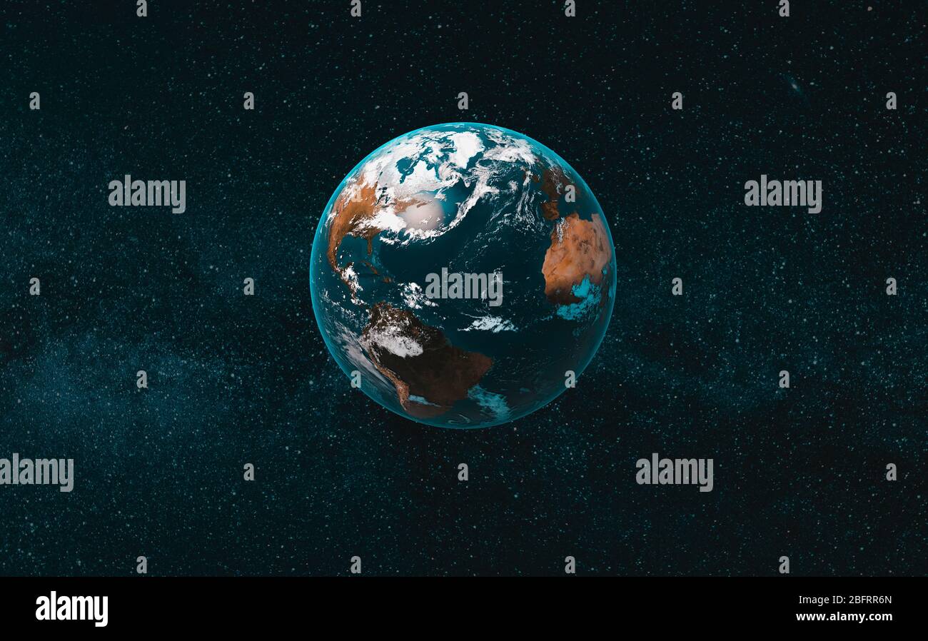 Planet earth in the orbit with stars in the background Stock Photo - Alamy