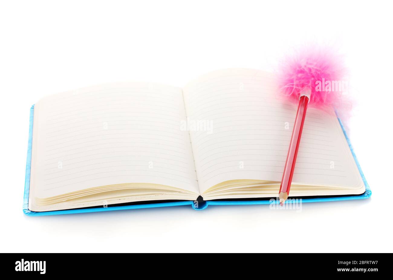 beautiful notebook and pen isolated on white Stock Photo - Alamy