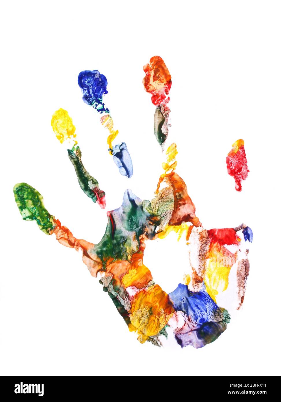 Color hand print isolated on white Stock Photo - Alamy