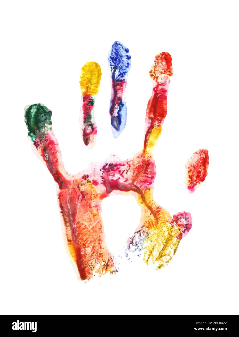 Color hand print isolated on white Stock Photo - Alamy