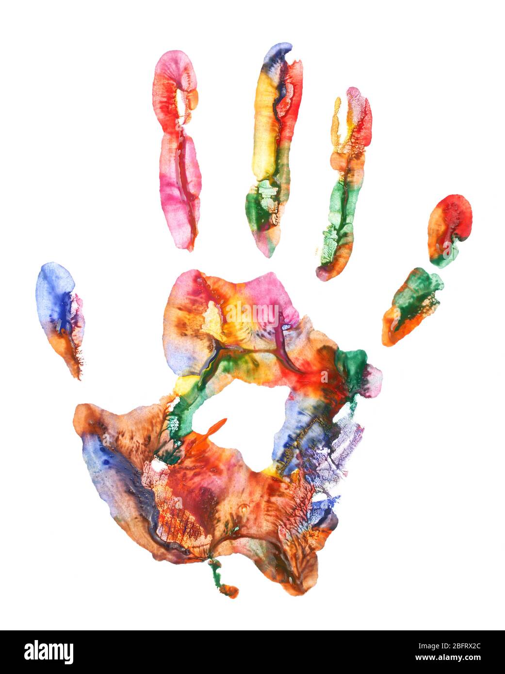 Color hand print isolated on white Stock Photo - Alamy