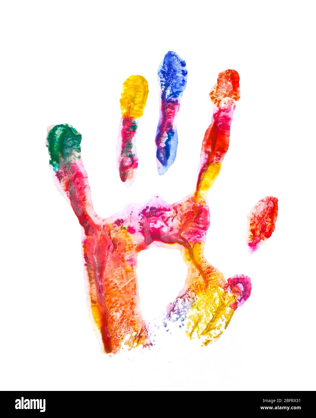 Color hand print isolated on white Stock Photo - Alamy
