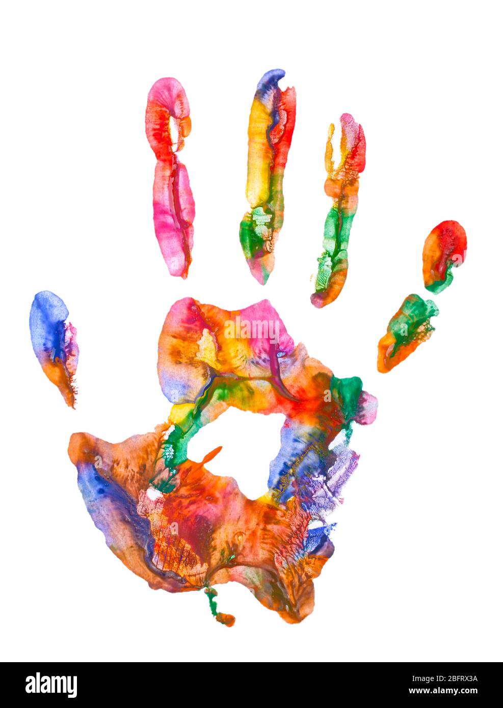 Color hand print isolated on white Stock Photo - Alamy