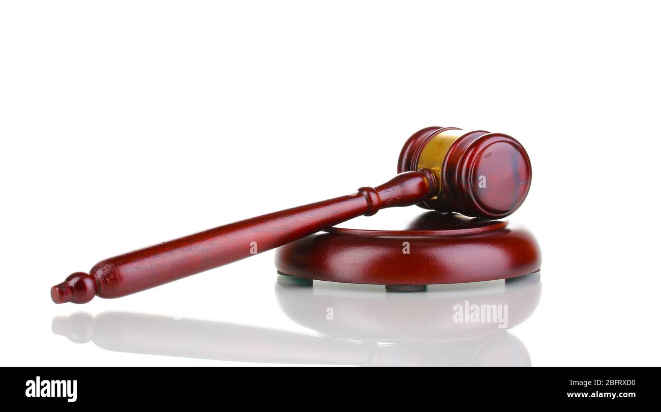 Judge's gavel isolated on white Stock Photo - Alamy
