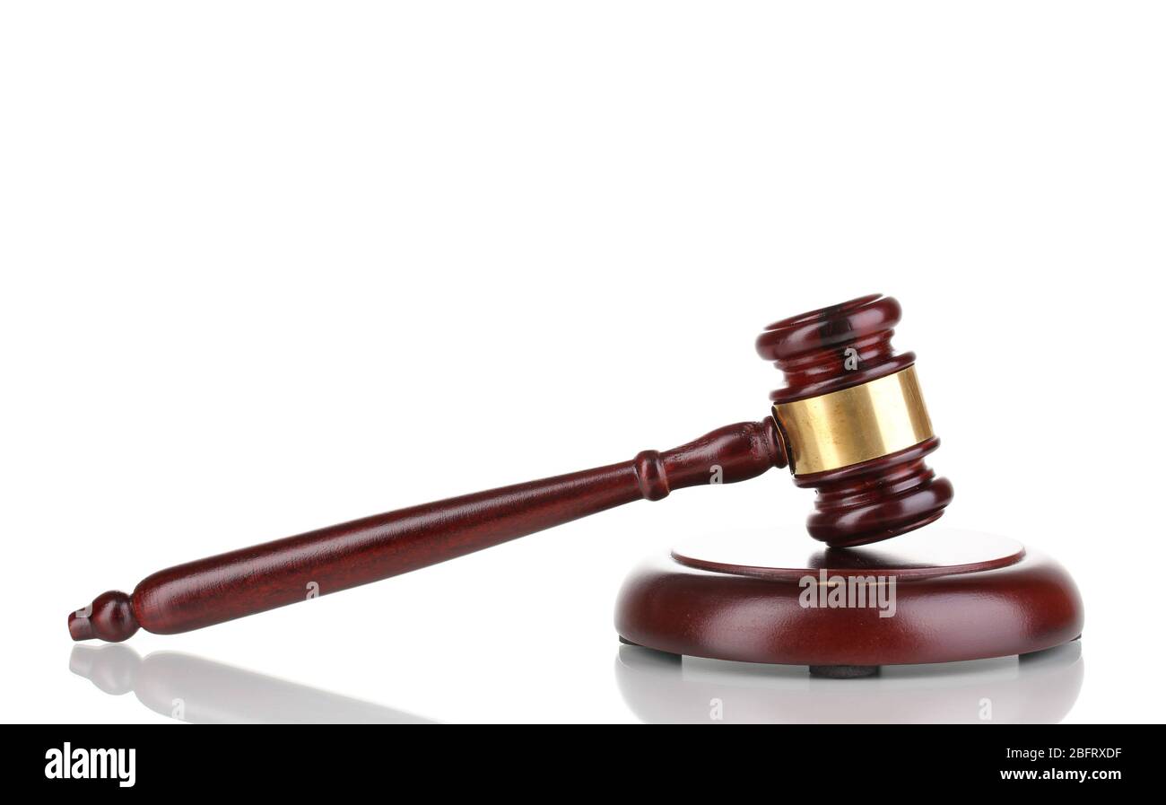 Judge's gavel isolated on white Stock Photo - Alamy