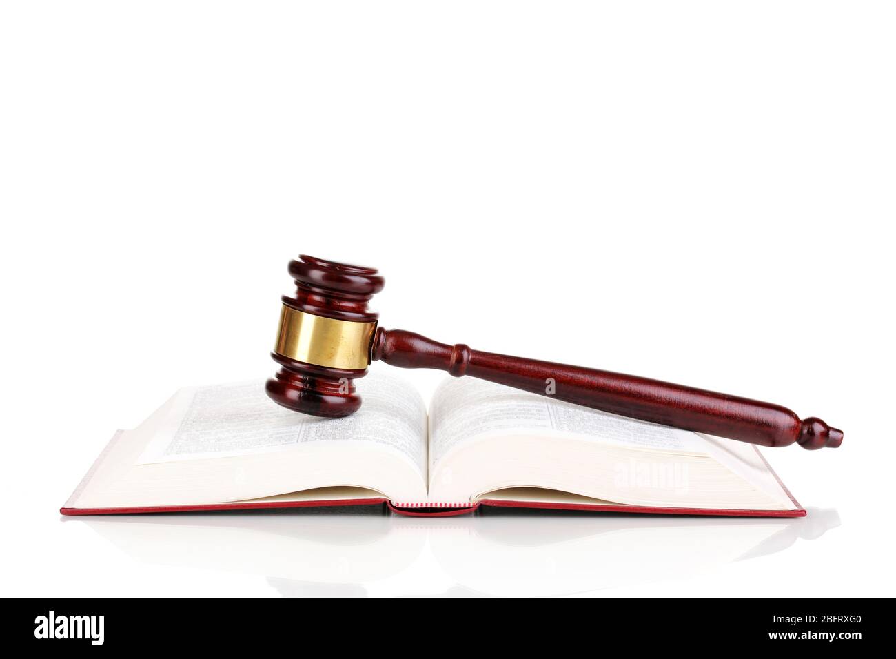 Judge's gavel and open book isolated on white Stock Photo - Alamy