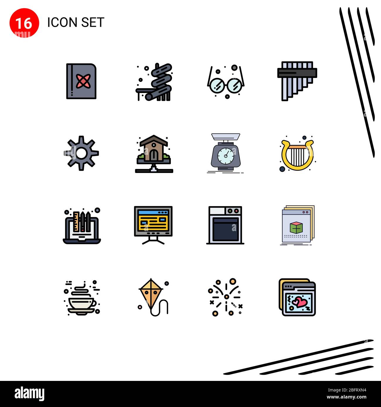 Stock Vector Icon Pack of 16 Line Signs and Symbols for pipe, wheel ...