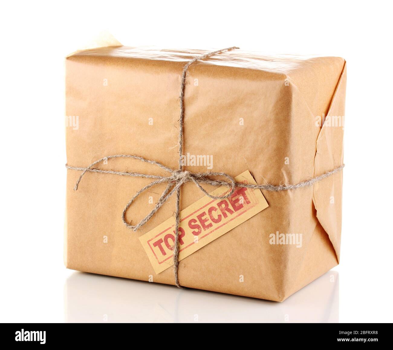 Parcel with top secret stamp isolated on white Stock Photo - Alamy