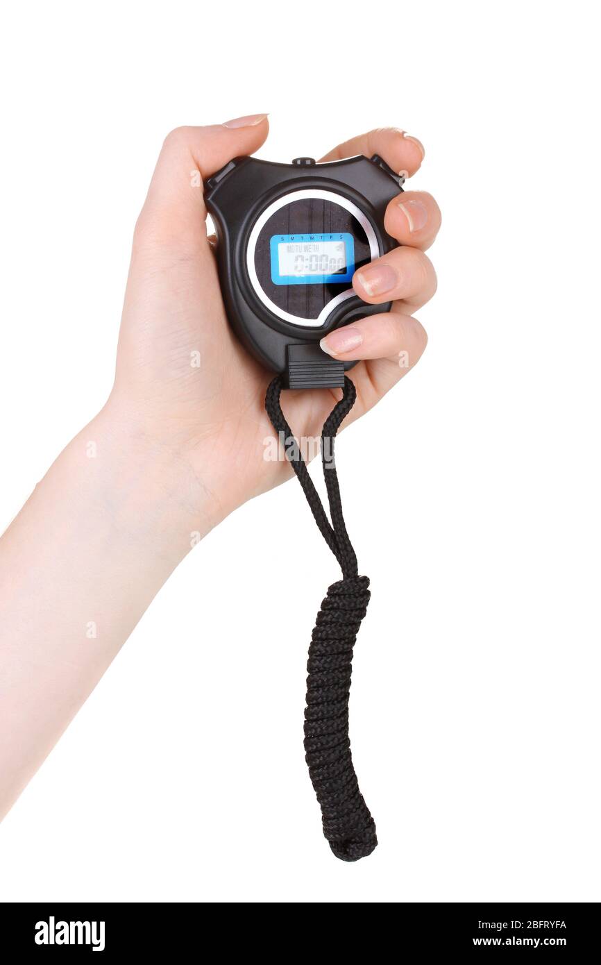 Hand holding stopwatch Cut Out Stock Images & Pictures - Alamy