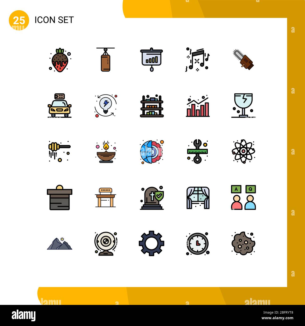 Mobile Interface Filled line Flat Color Set of 25 Pictograms of ...