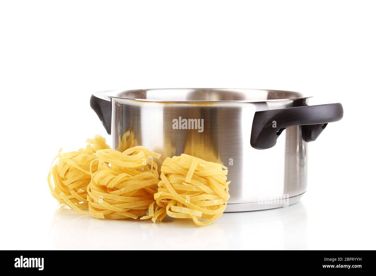 Stainless steel cooking pot isolated on white Stock Photo - Alamy