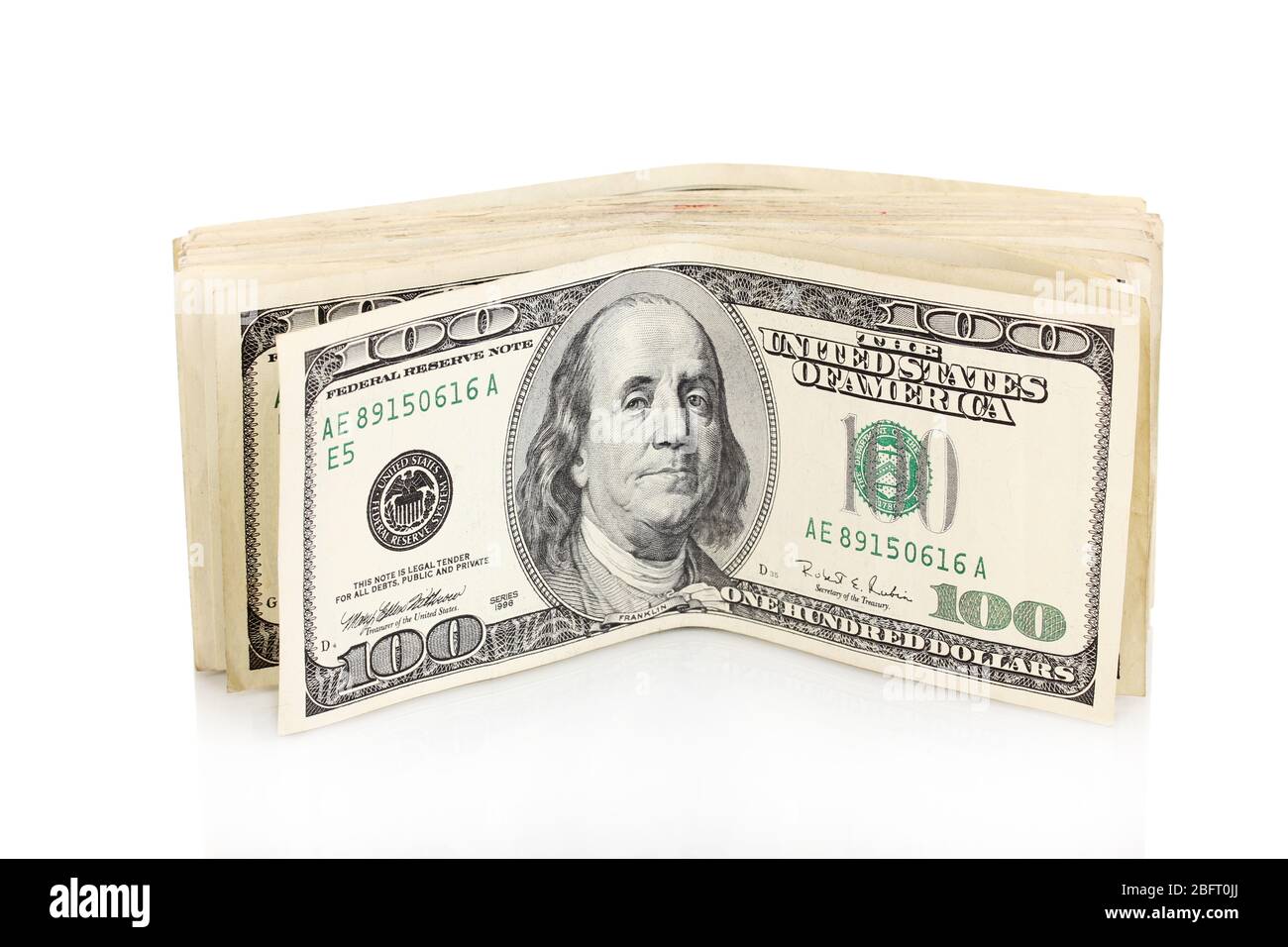 Dollar banknotes isolated on white Stock Photo - Alamy