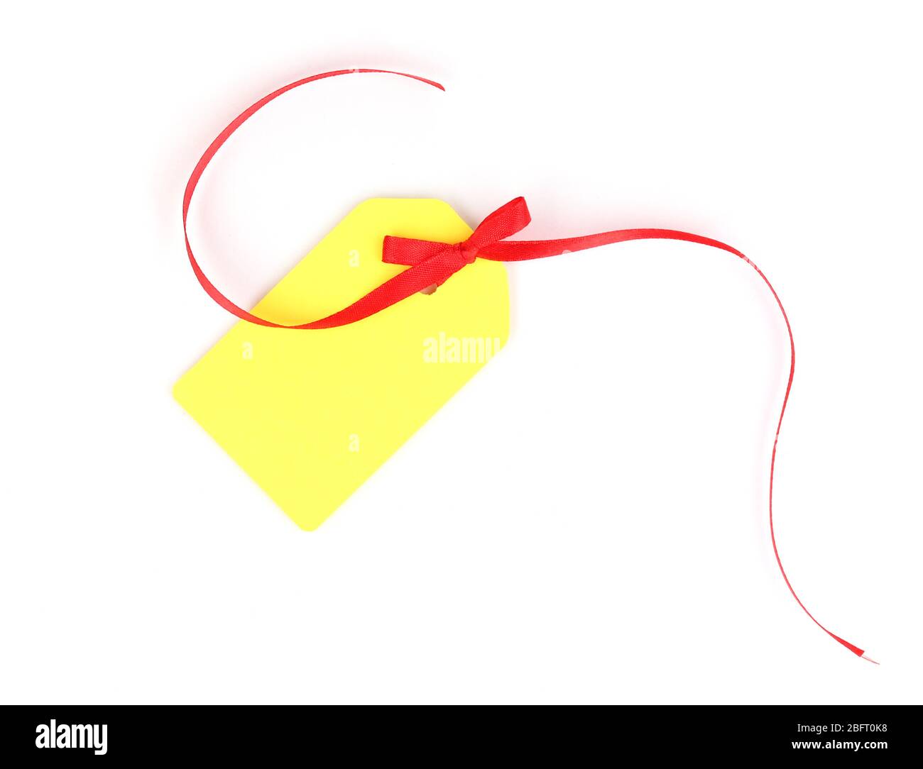 Blank label with ribbon isolated on white Stock Photo - Alamy