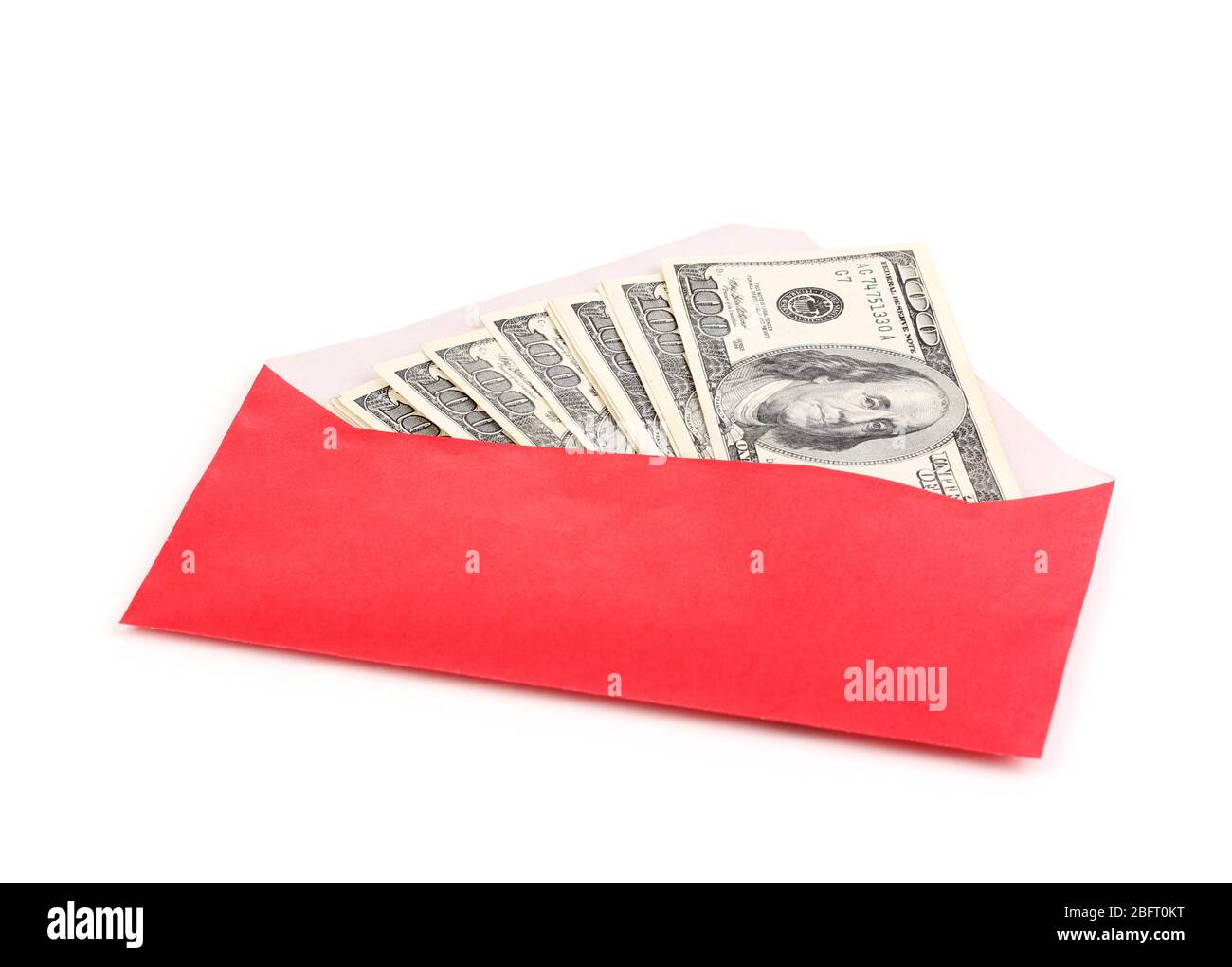 Dollar banknotes in envelope isolated on white Stock Photo - Alamy